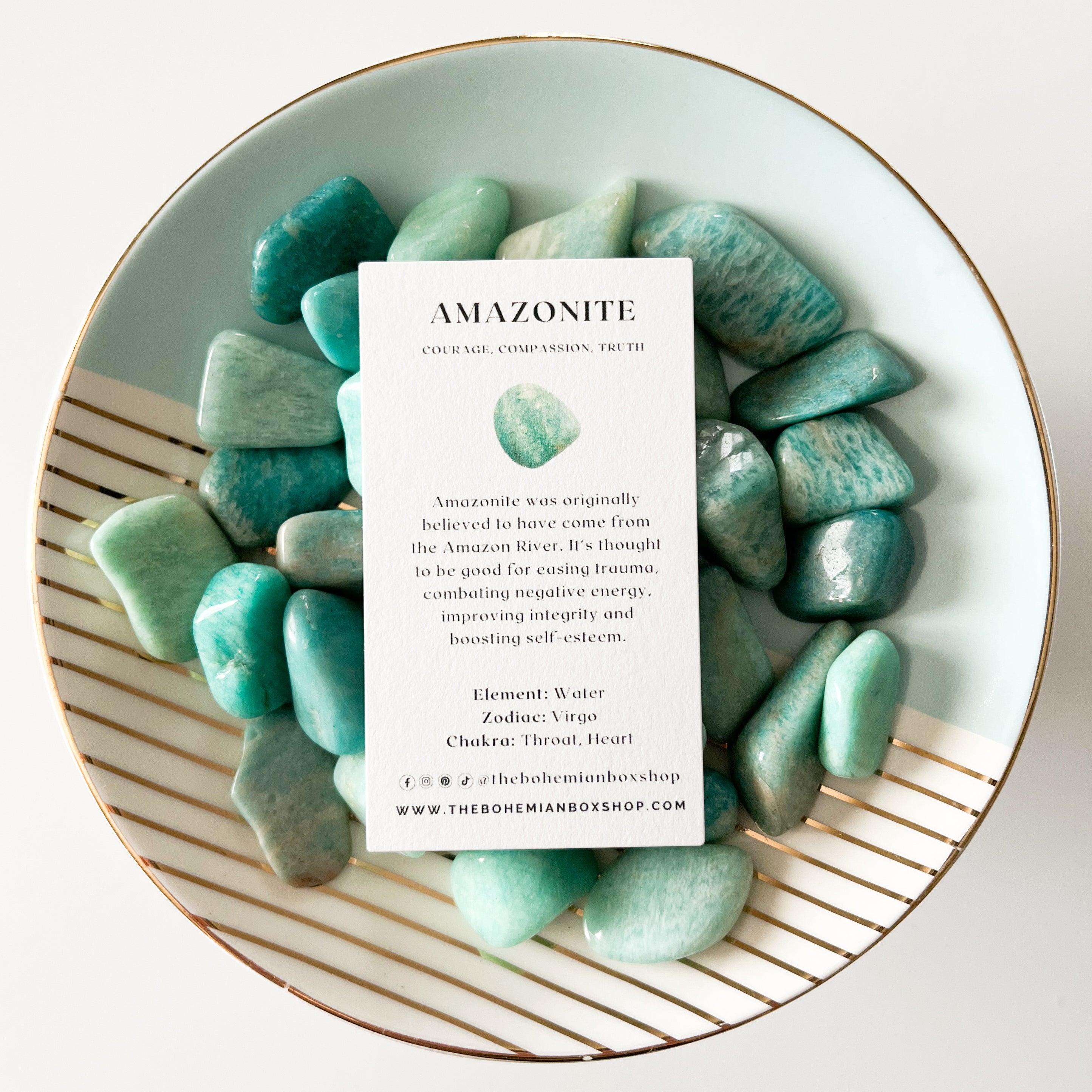 Amazonite Tumbled Stone - Courage, Compassion, Truth – The Bohemian Box ...